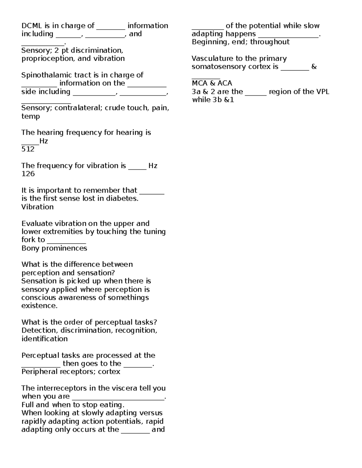 Neuro potential questions - PT 701 - Studocu