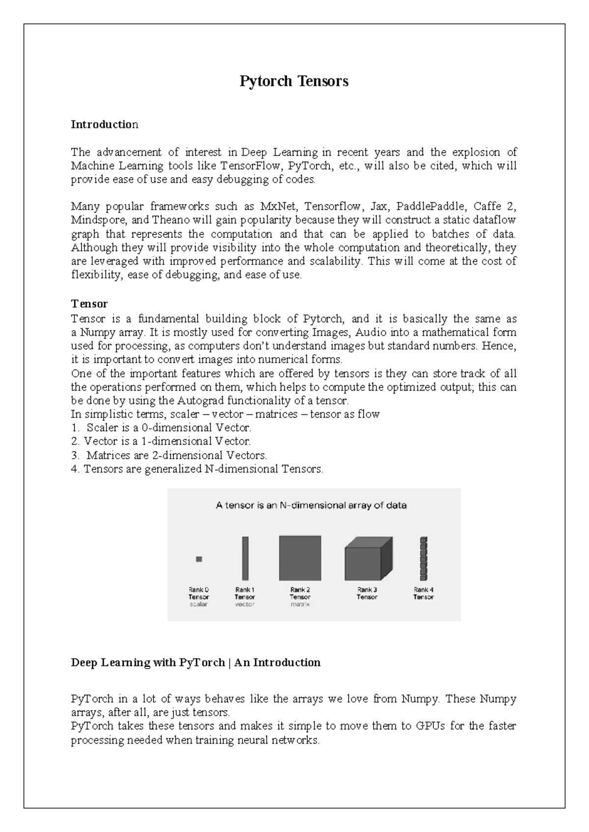 Unit 4 part 3 - just for reference only.. - Pytorch Tensors ...