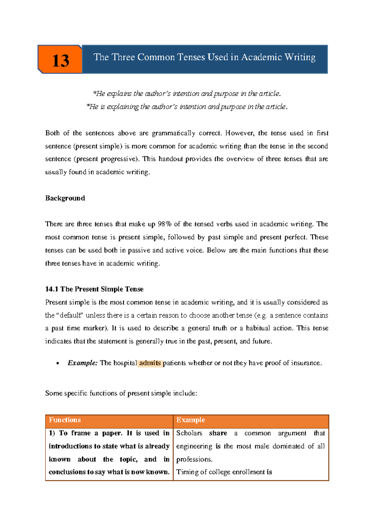 Verbs 240524 225515 - *He explains the author’s intention and purpose ...