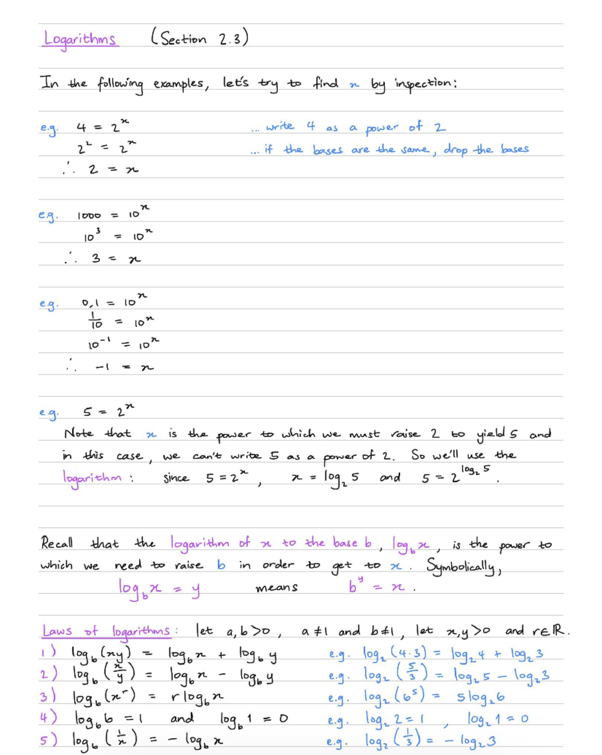 2 5 Logarithmic Functions MAM1010F Studocu