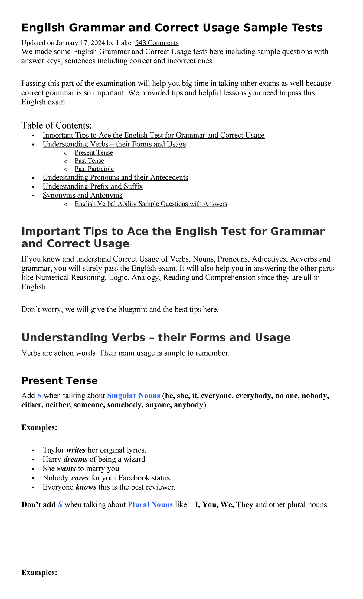English Grammar and Correct Usage Sample Tests - Passing this part of ...