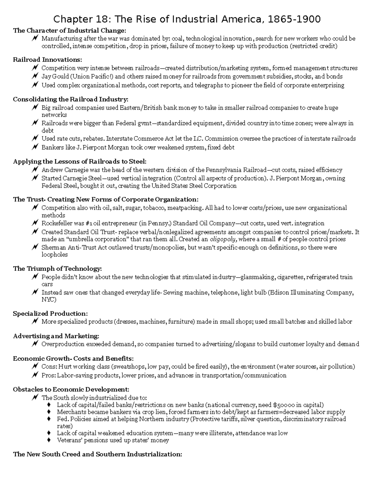 Chapter 18 - good info - Chapter 18: The Rise of Industrial America ...
