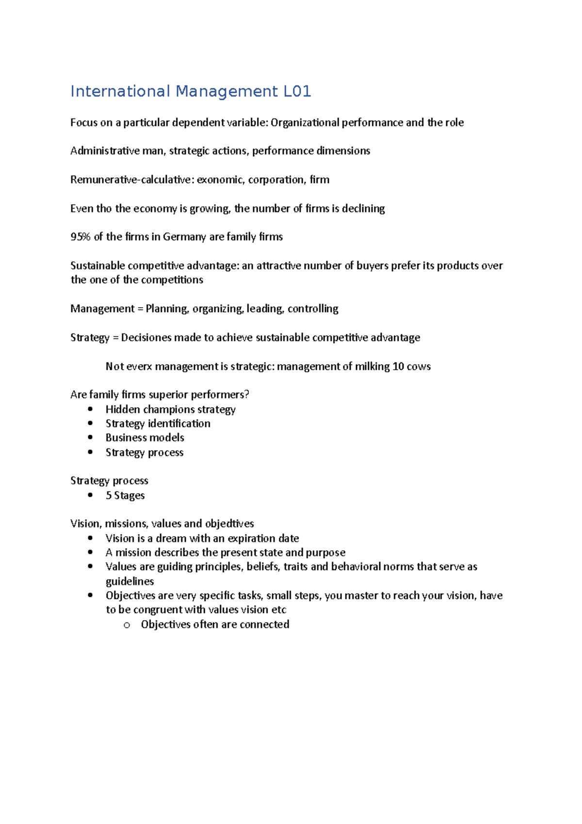 L01 - Notizen der ersten Vorlesung aus dem HWS 2022. - International ...