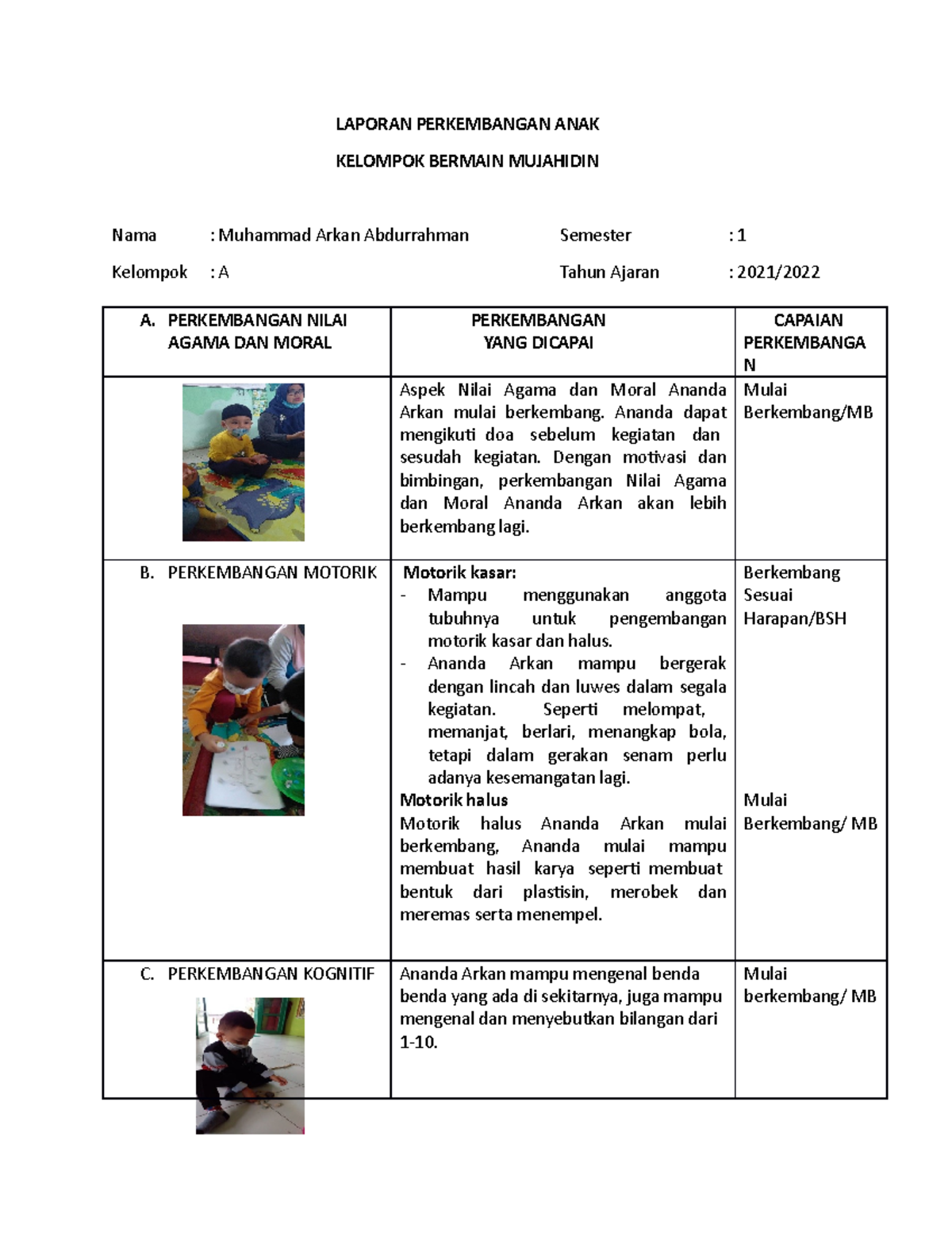 Lppad 2021 smt 1 - Laporan perkembangan peserta didik - LAPORAN ...
