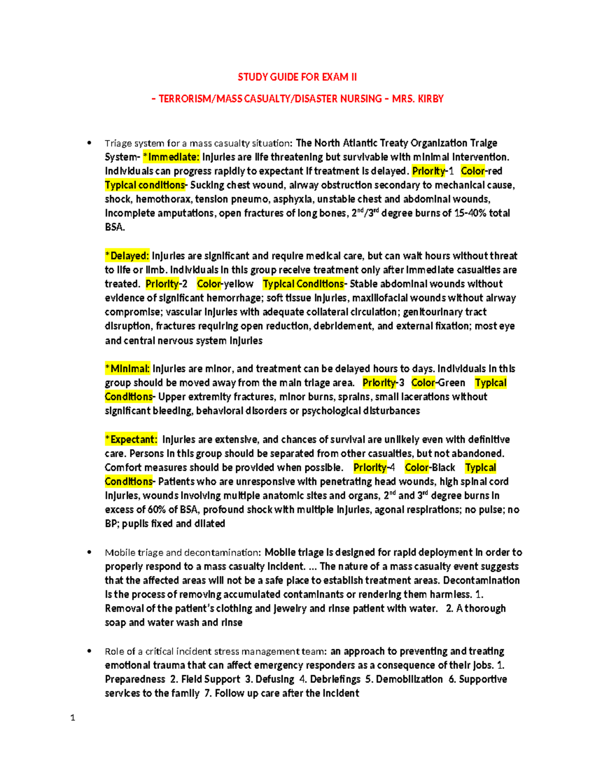 Terrorism-study-guide - STUDY GUIDE FOR EXAM II – TERRORISM/MASS ...