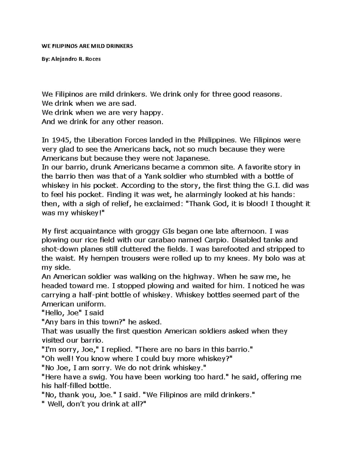 WE Filipinos ARE MILD Drinkers - WE FILIPINOS ARE MILD DRINKERS By ...