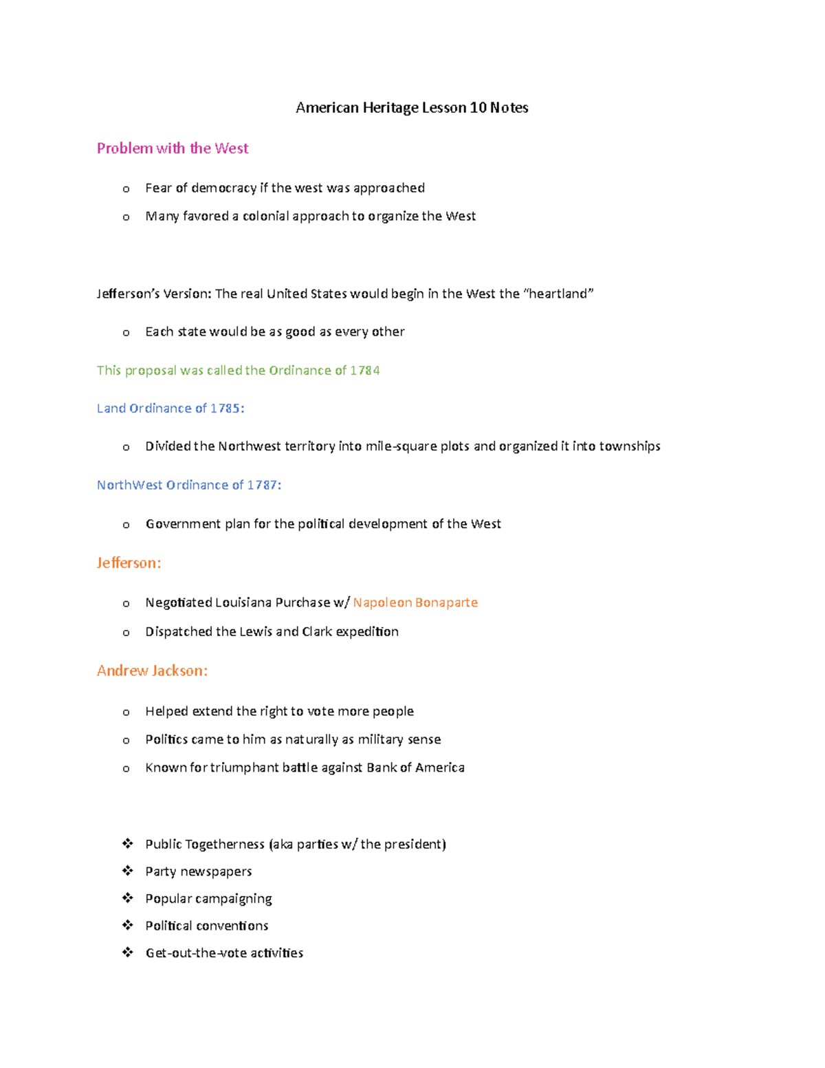 American Heritage Lesson 10 Notes - American Heritage Lesson 10 Notes ...