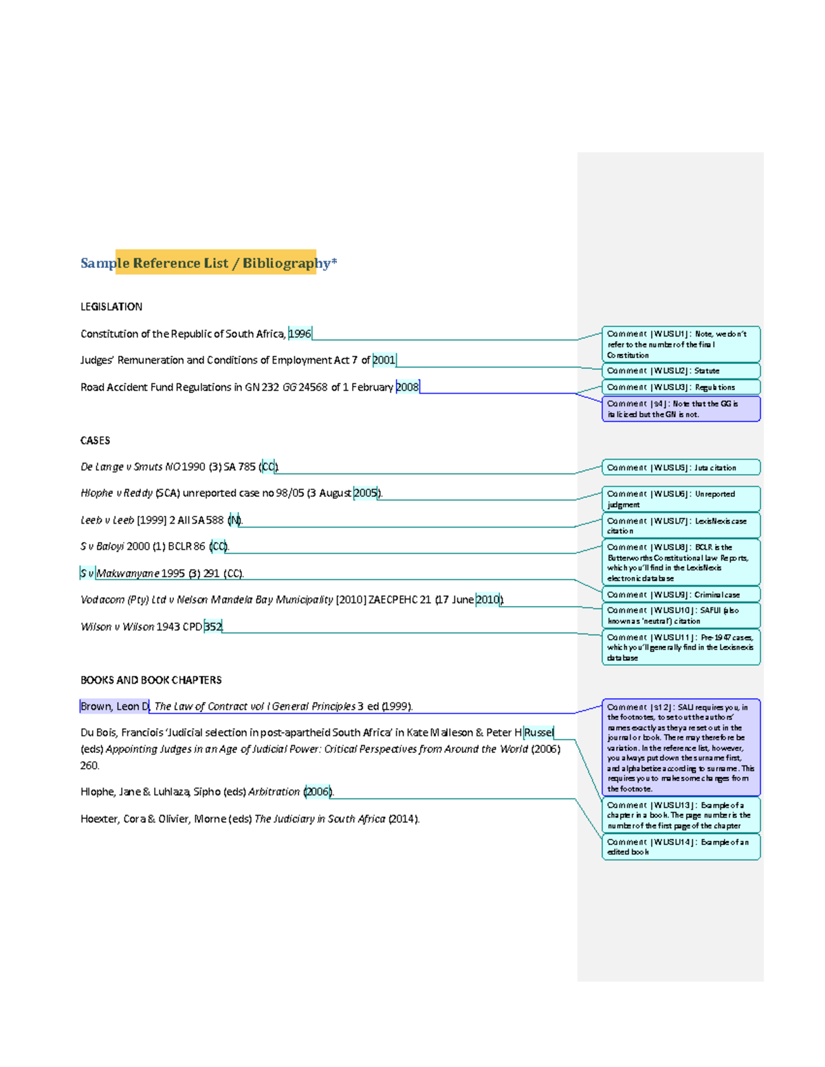 Sample Reference List bibliography copy - Sample Reference List ...