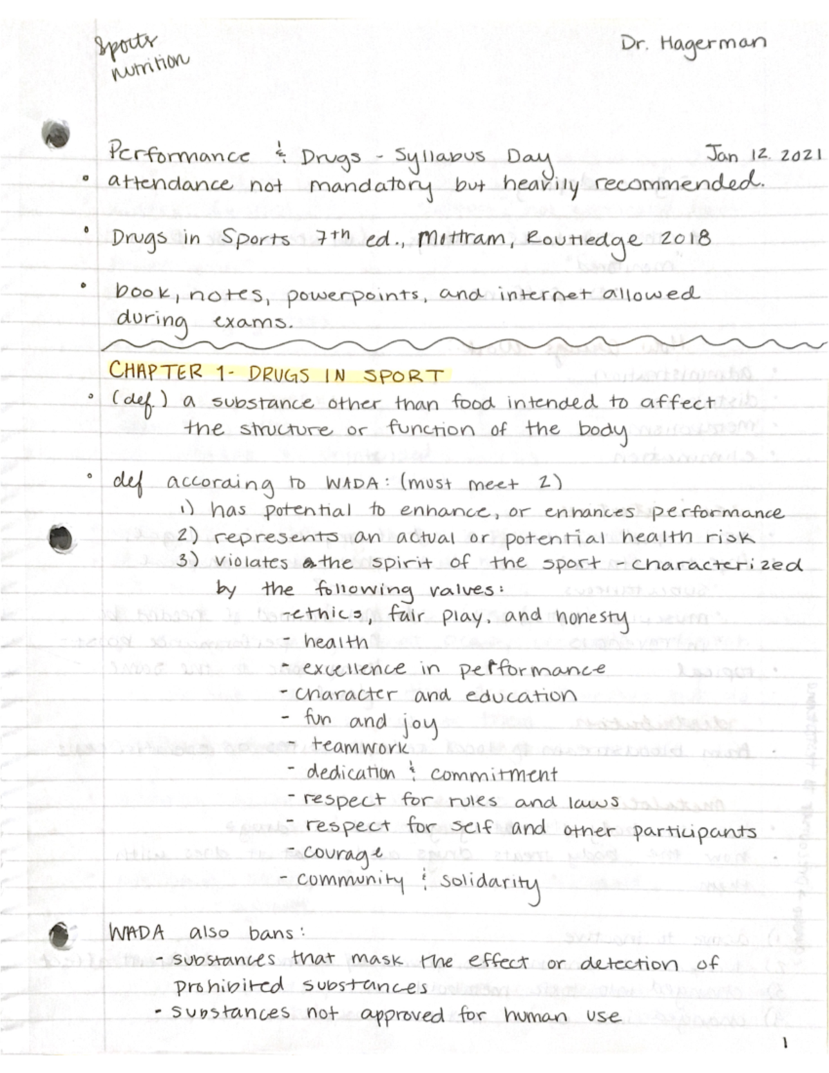 Handwritten Notes - Dr. Hagermon Performance & Drugs Sullanus Dau Jon ...