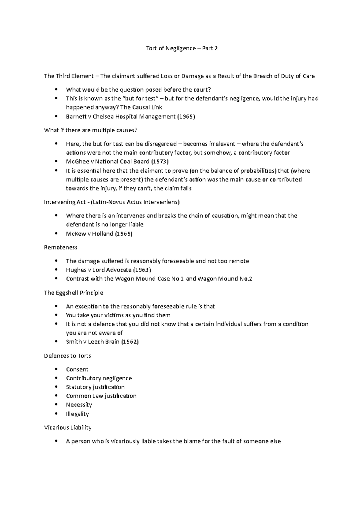 Lecture 5 - Tort of Negligence Part 2 - Tort of Negligence – Part 2 The ...