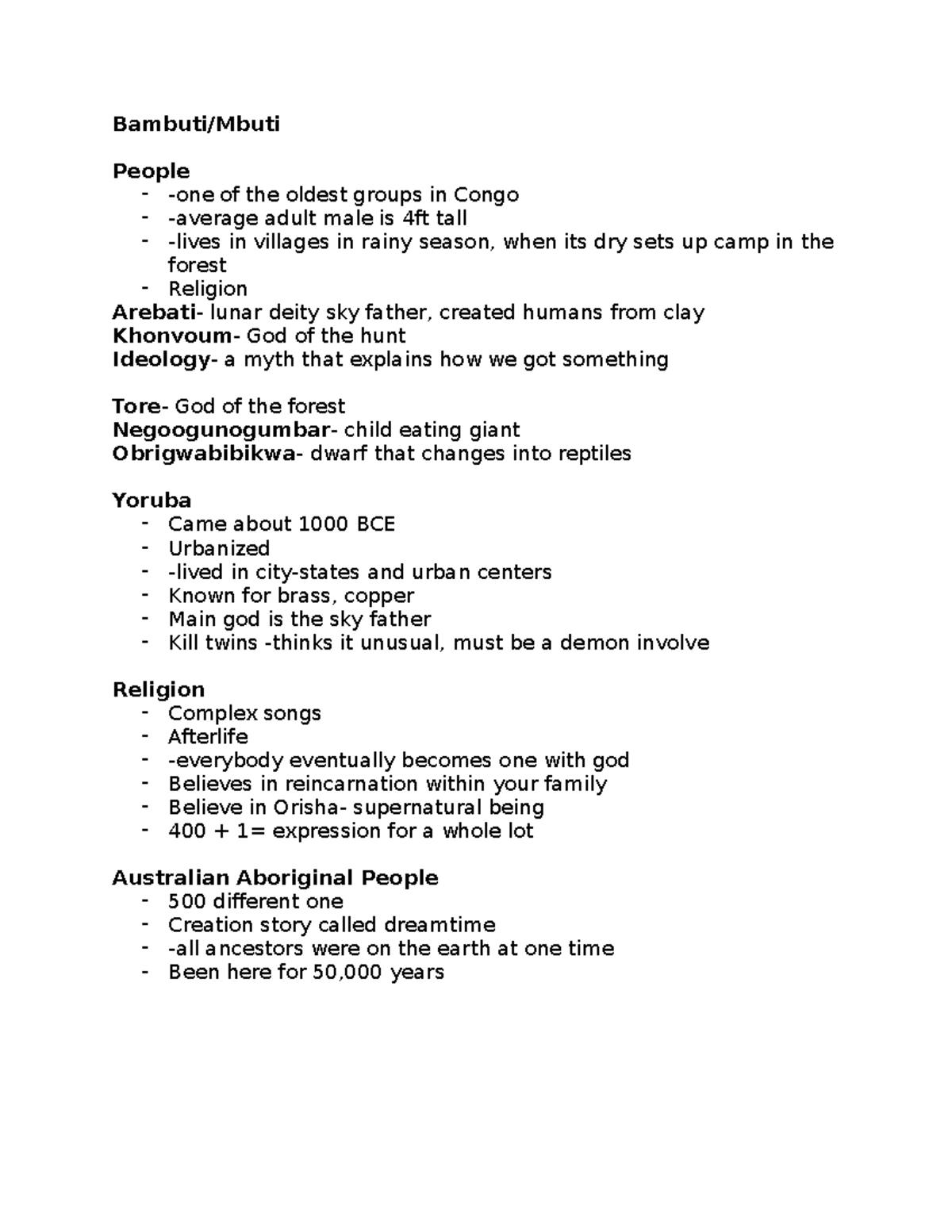 Bambuti - From Early part of the semester - Bambuti/Mbuti People ⁃ -one ...