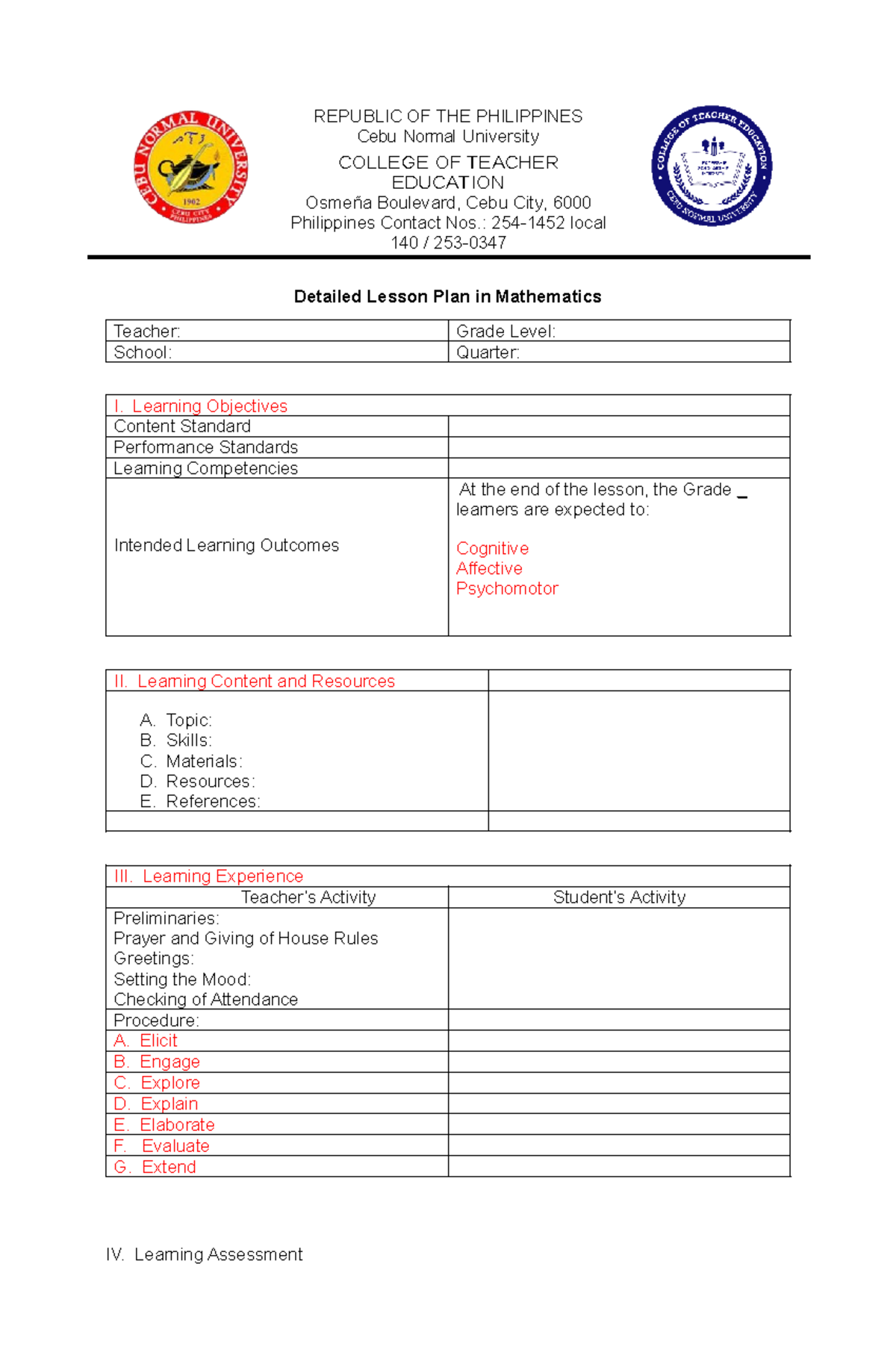 Activity-4-DLP - SAMPLE FORMAT FOR DETAILED LESSON PLAN - REPUBLIC OF ...