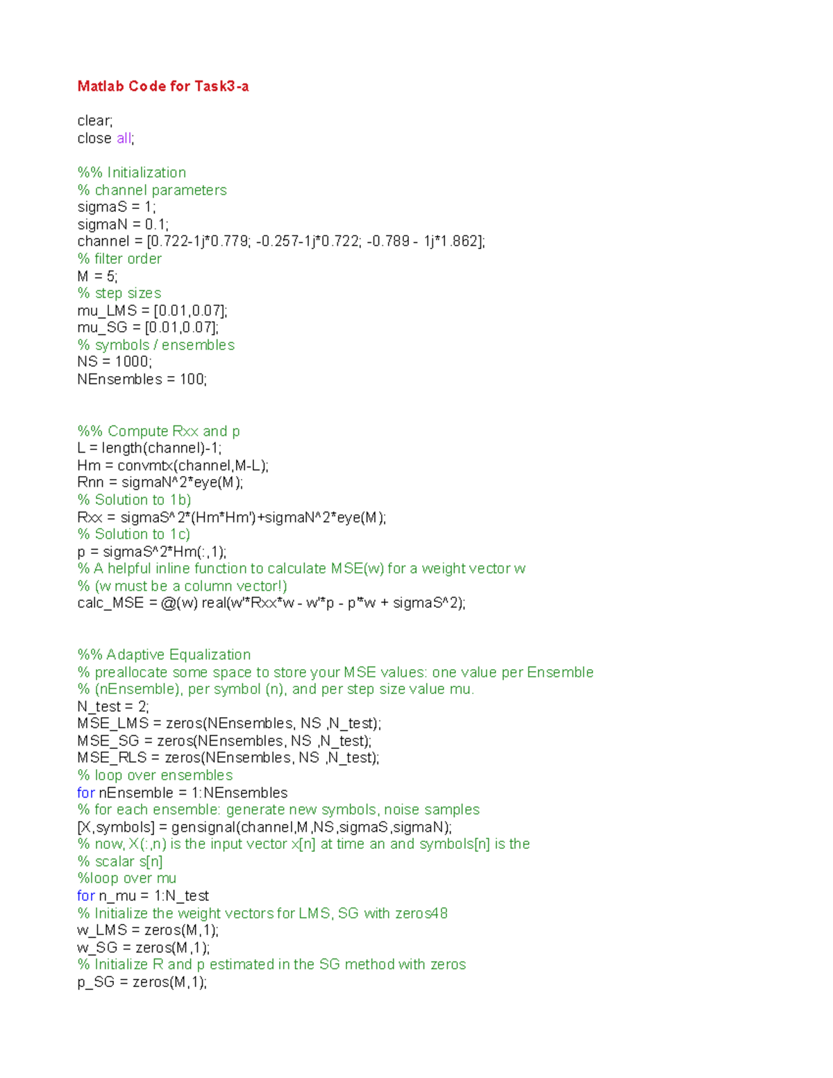 Home Work 5 - Task 3-a - Matlab Code for Task3-a clear; close all ...