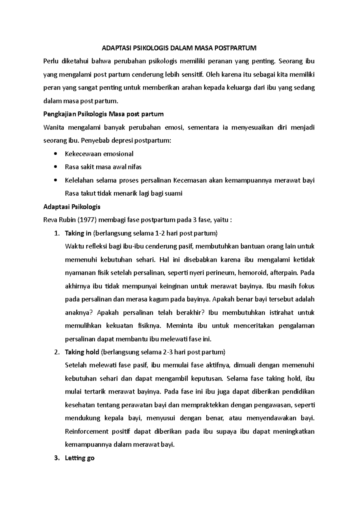Adaptasi Psikologis Dalam Masa Postpartum - ADAPTASI PSIKOLOGIS DALAM ...