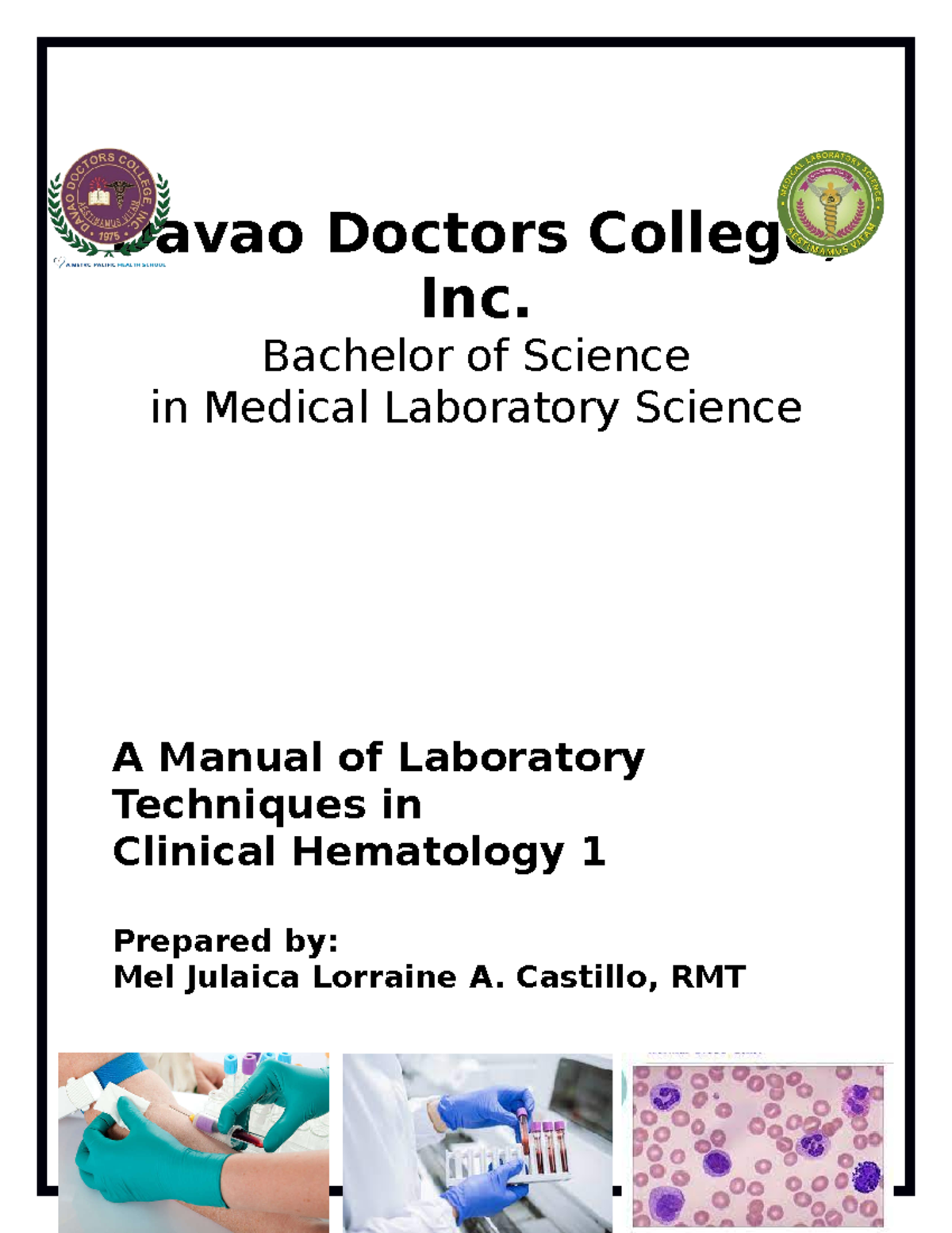 HEMA LAB Manual Midterm - Davao Doctors College, Inc. Bachelor of ...