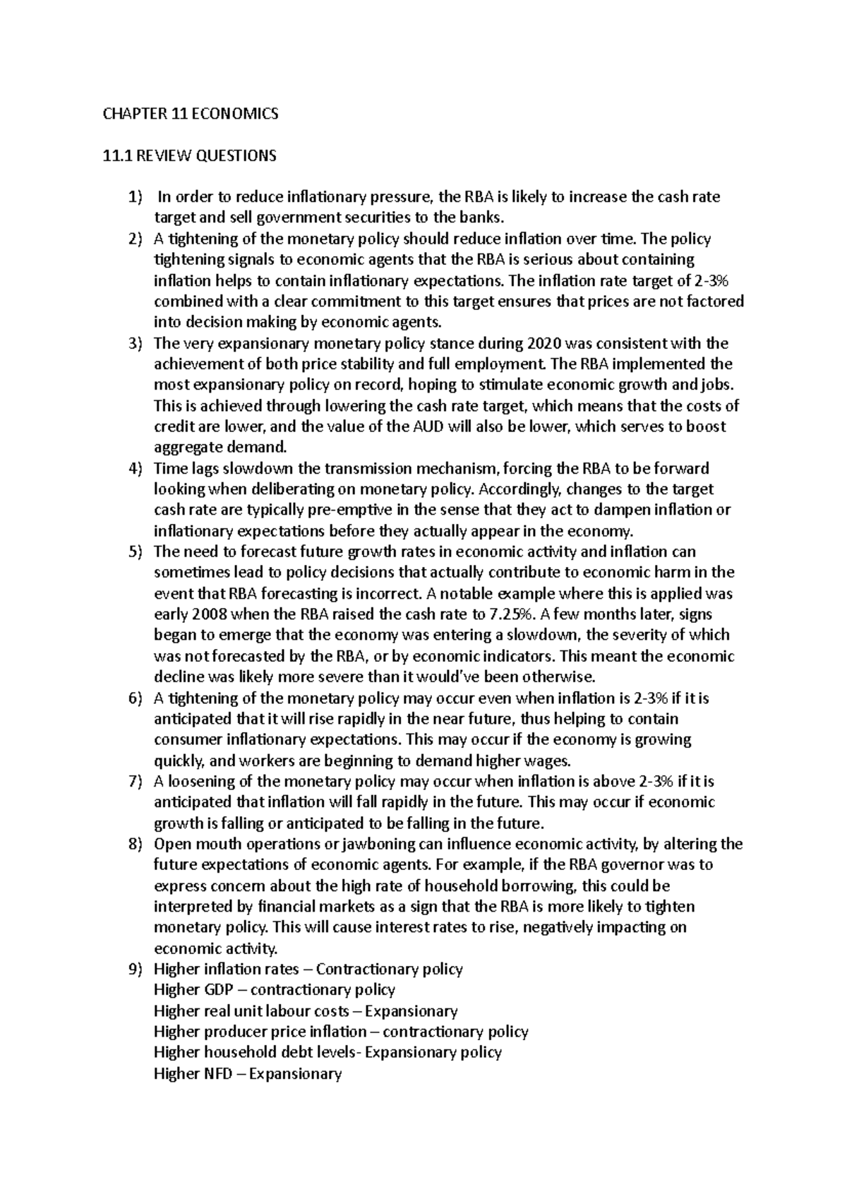 Chapter 11 Economics - www - CHAPTER 11 ECONOMICS 11 REVIEW QUESTIONS ...