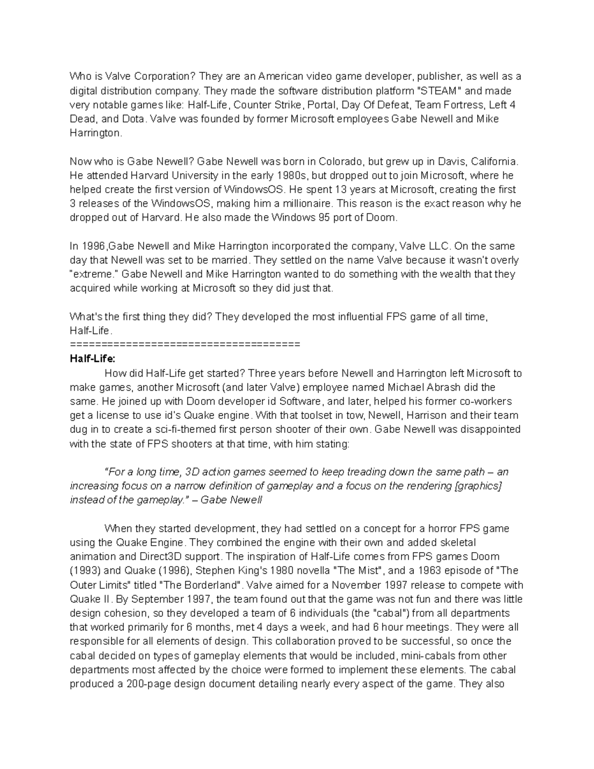 GAM 2 (GAM 21) - Who is Valve Corporation Script - Who is Valve ...