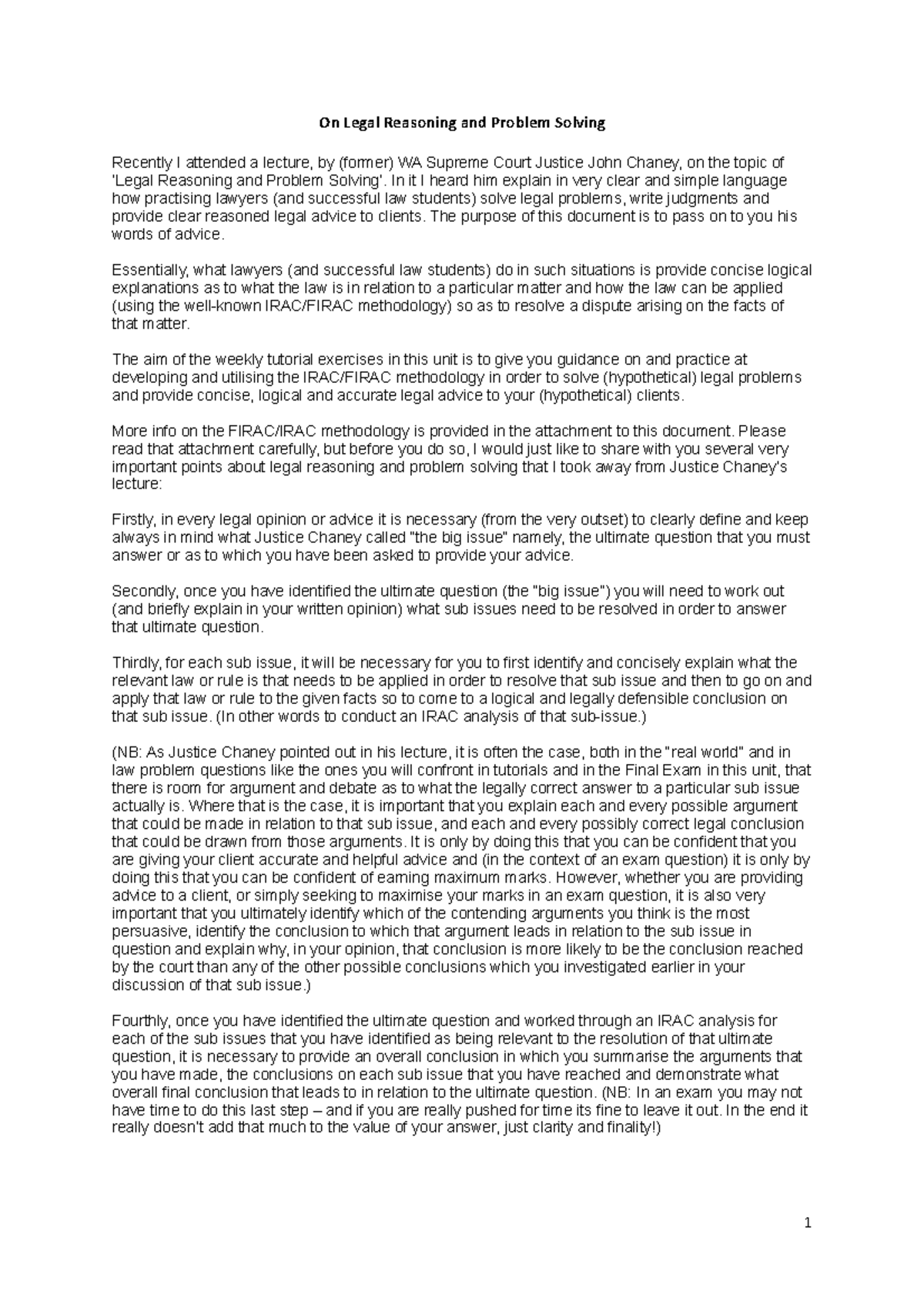 2018 On Legal Reasoning and Problem Solving - On Legal Reasoning and ...