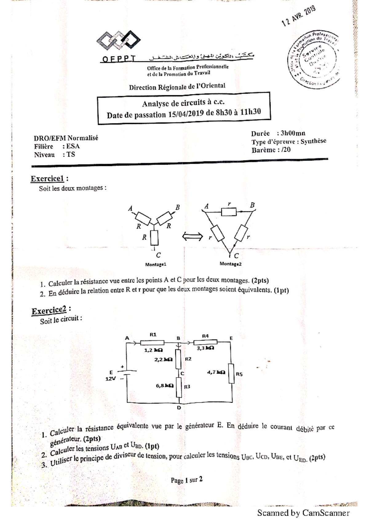 Analyse de circuits a c.c. esa (www - Physique 2- Electricité - Scanned ...