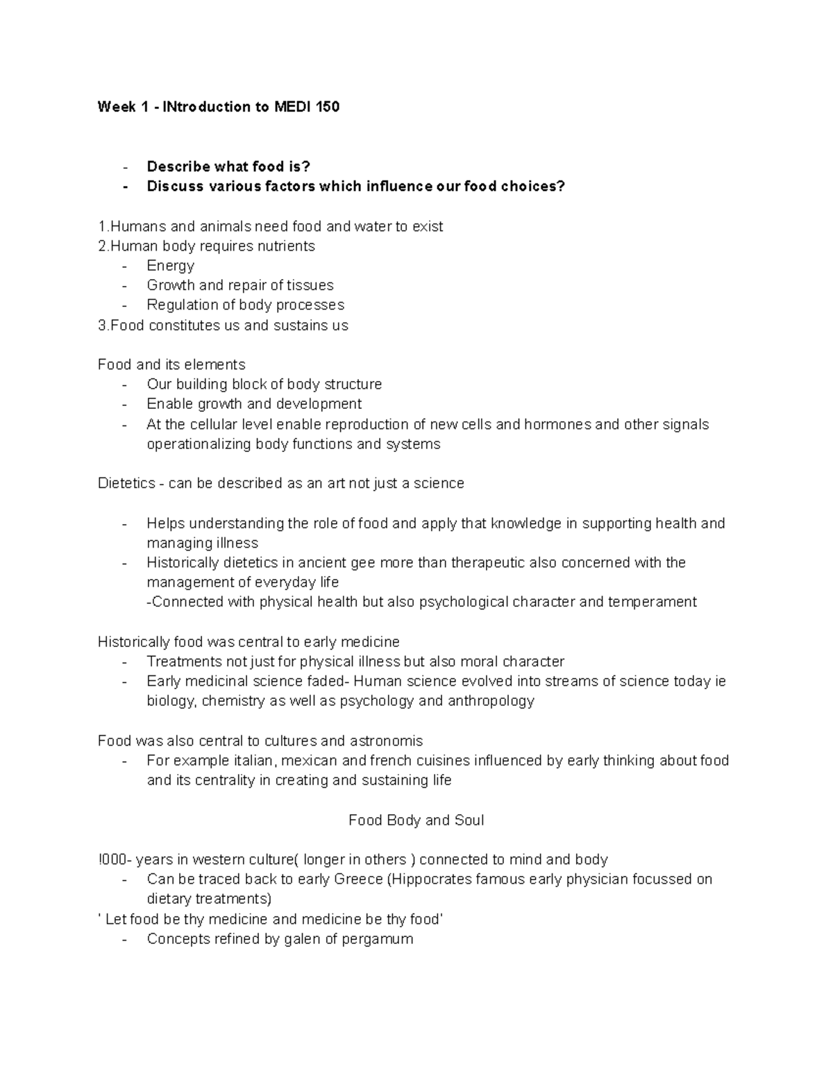Introduction to Food and Food Choices - Studocu