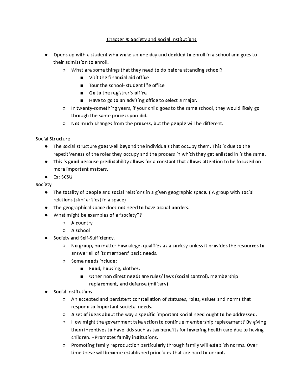 Chapter 9 Society And Social Institutions Chapter 9 Society And