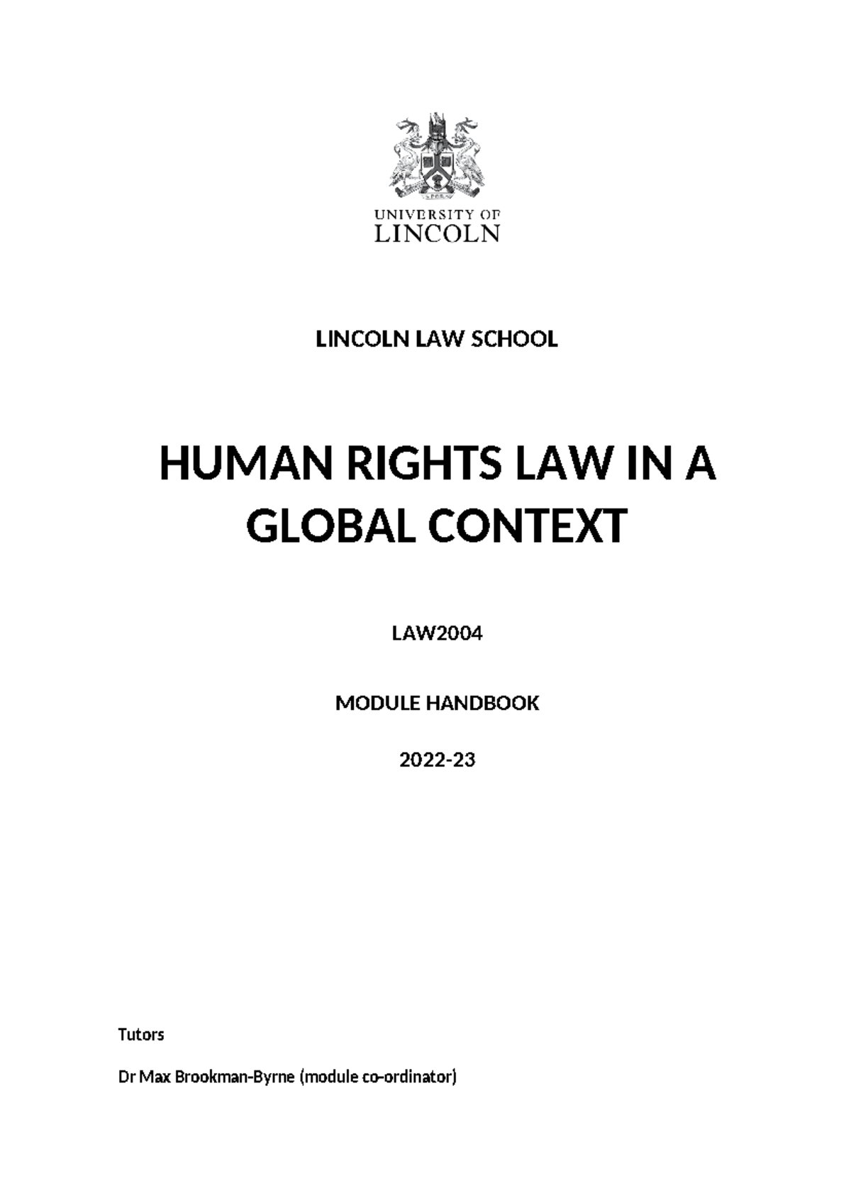 Human Rights Global 2022-23 Handbook BB - LINCOLN LAW SCHOOL HUMAN ...