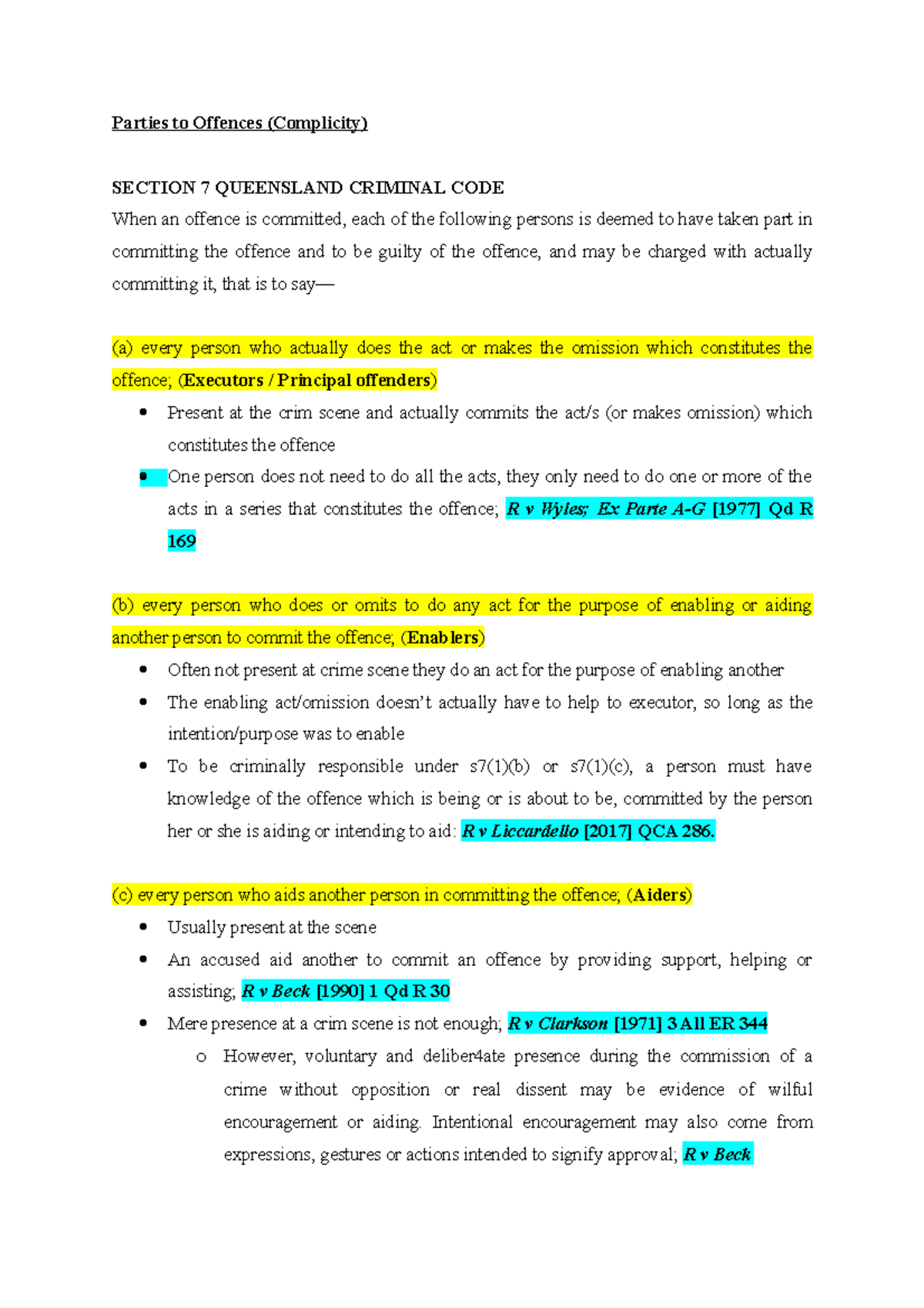 Parties to Offences Notes - Parties to Offences (Complicity) SECTION 7 ...