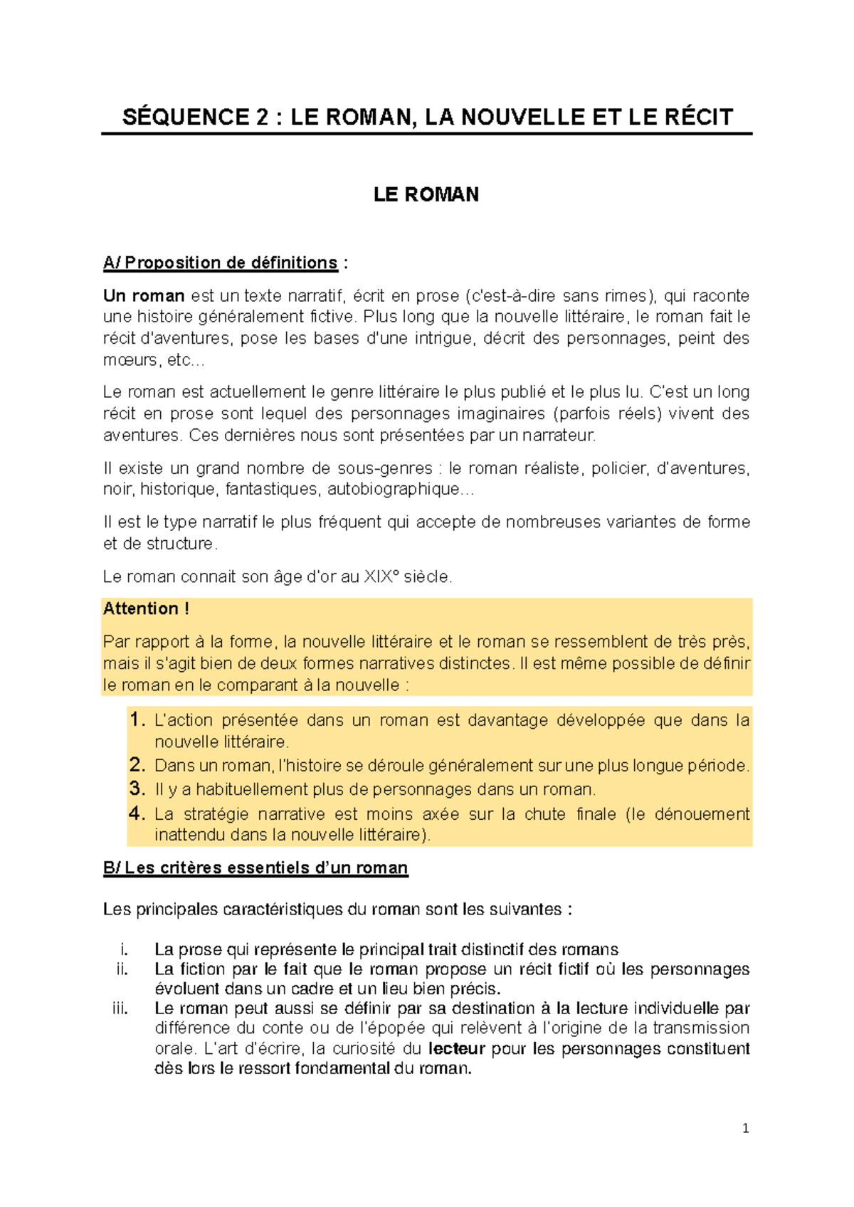 Quest-ce quun roman - SÉQUENCE 2 : LE ROMAN, LA NOUVELLE ET LE RÉCIT LE ...