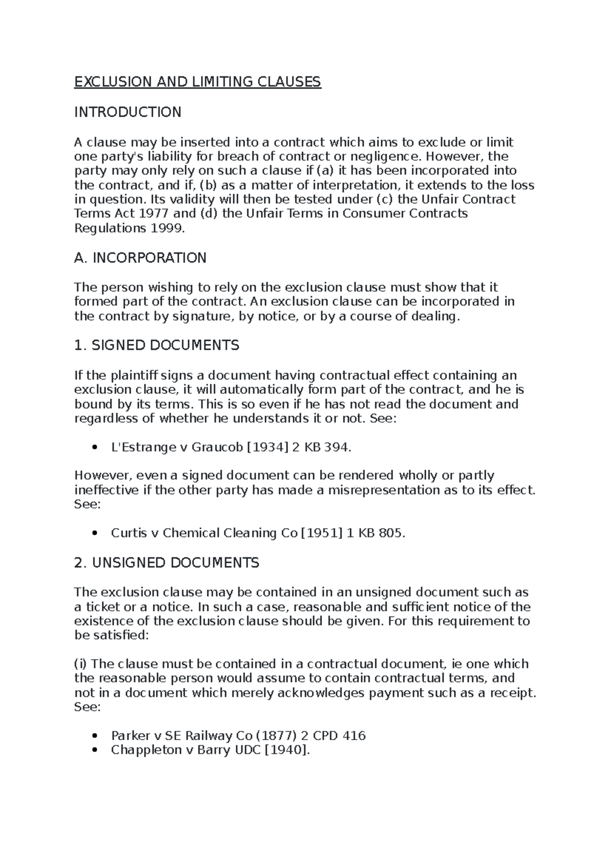 Exclusion and limiting clauses - EXCLUSION AND LIMITING CLAUSES INTRODUCTION A clause may be ...