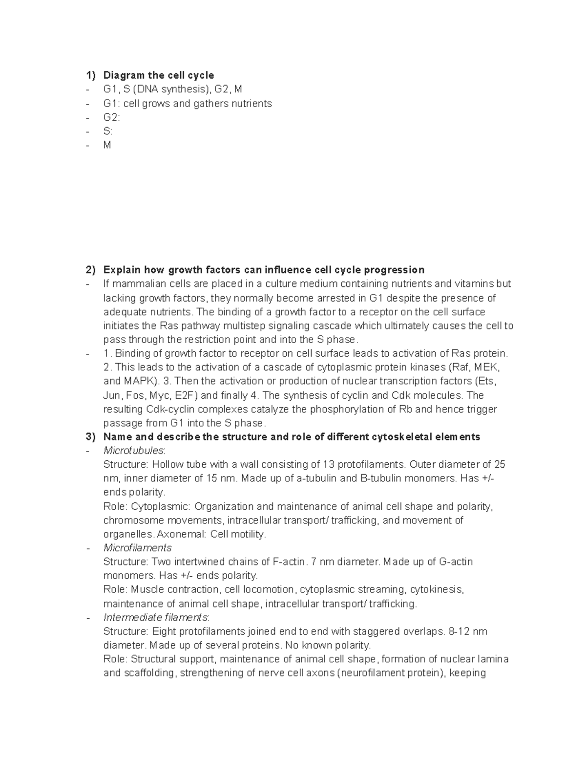 Bio 229 Exam 3 Study Guide - Diagram the cell cycle G1, S (DNA ...