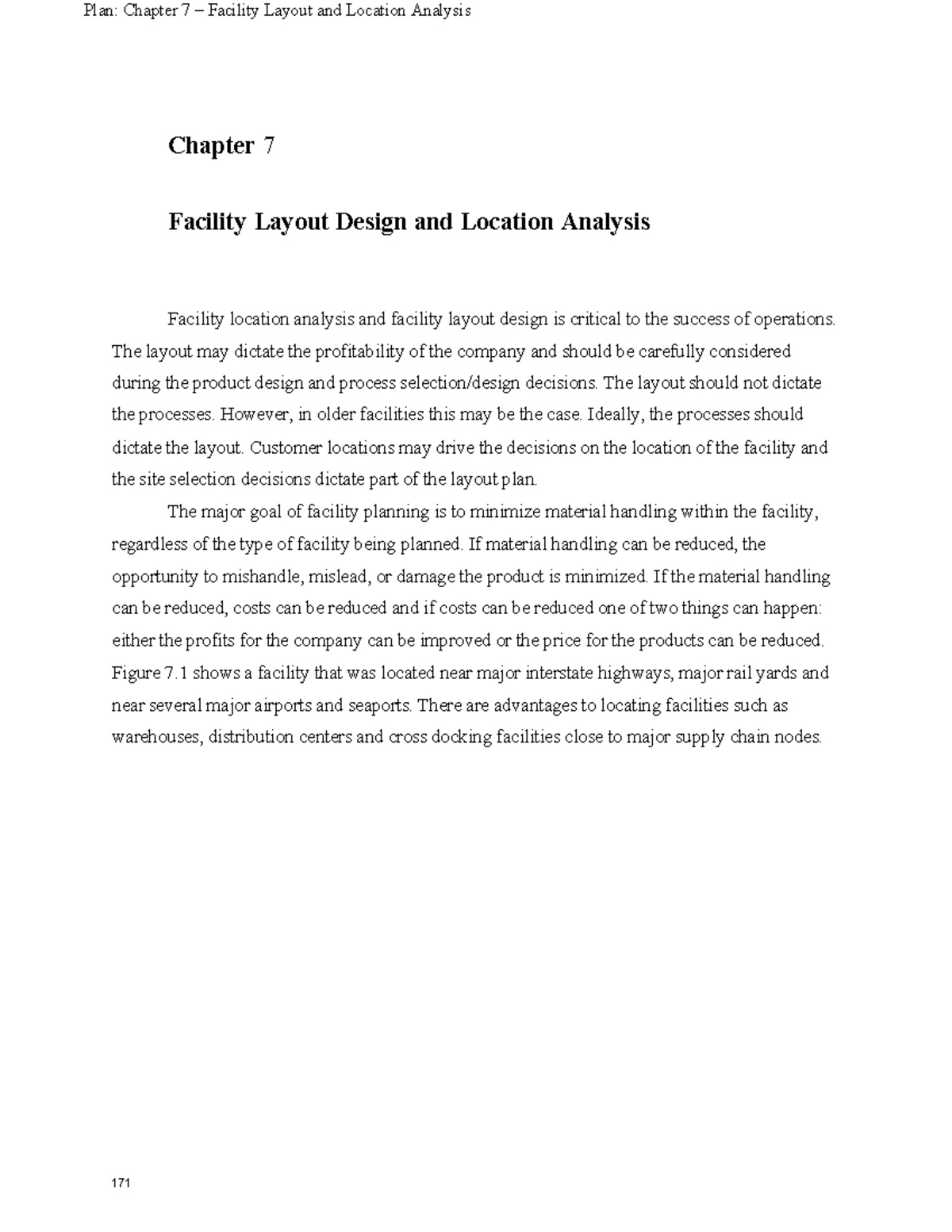 Chapter 7 Facility Layout and Location Analysis - Om Feasibility ...
