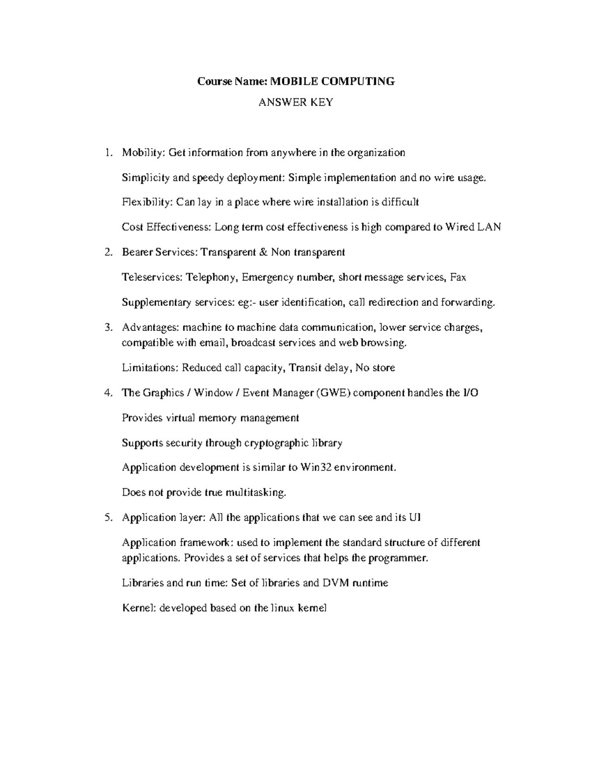 Mobilecomputing answer key - Course Name: MOBILE COMPUTING ANSWER KEY ...