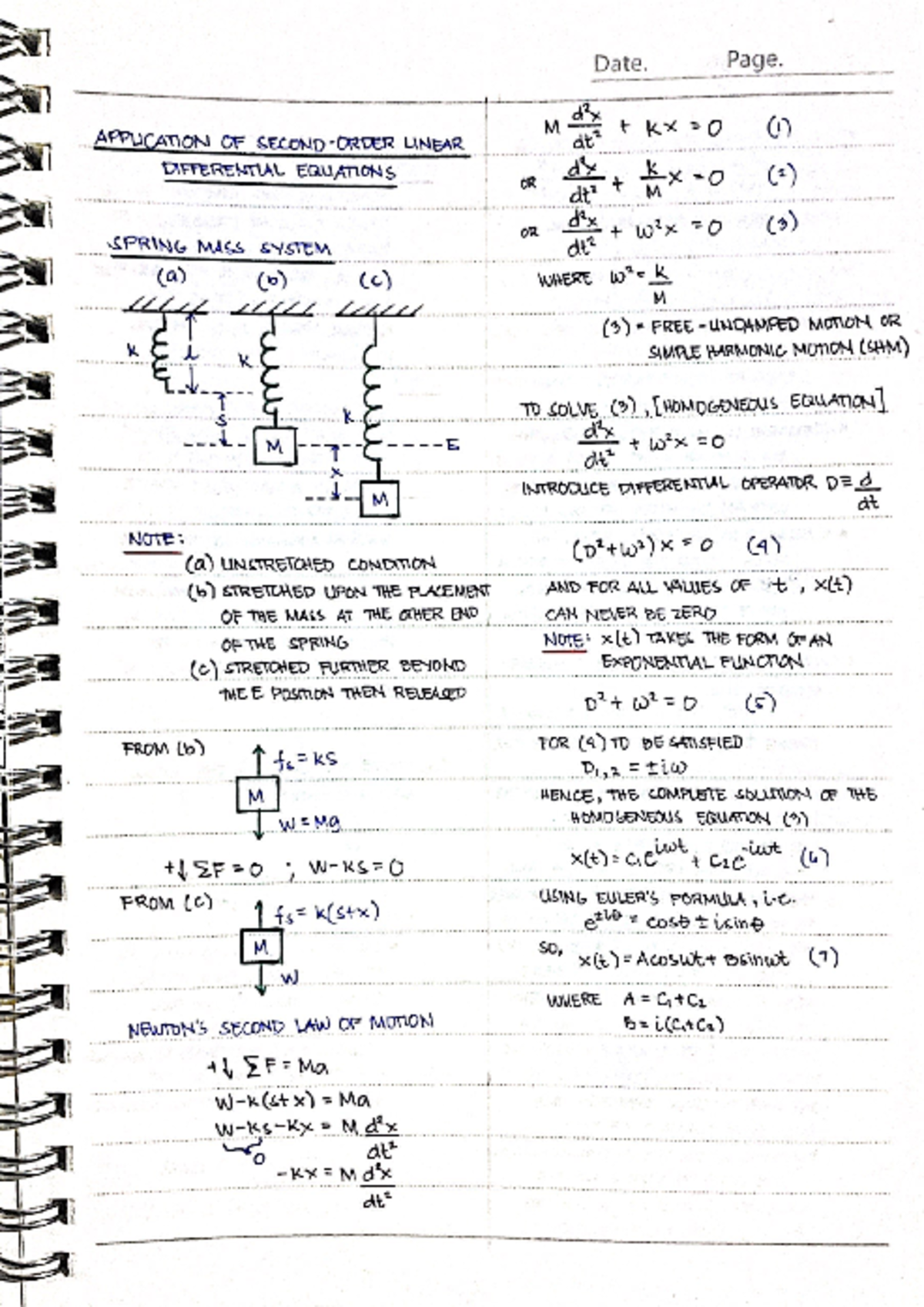 Application of Second-Order Linear - Differential Equations - Studocu