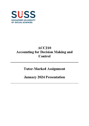 ACC206 JAN 2023 TOA - exam paper for 2023 - ACC206 Copyright © 2023 ...