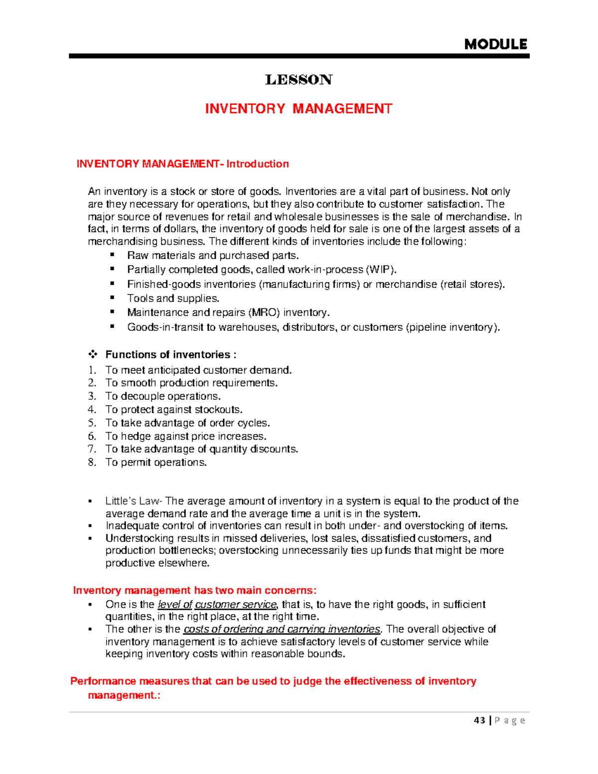 Inventory Management - LESSON INVENTORY MANAGEMENT ####### INVENTORY ...