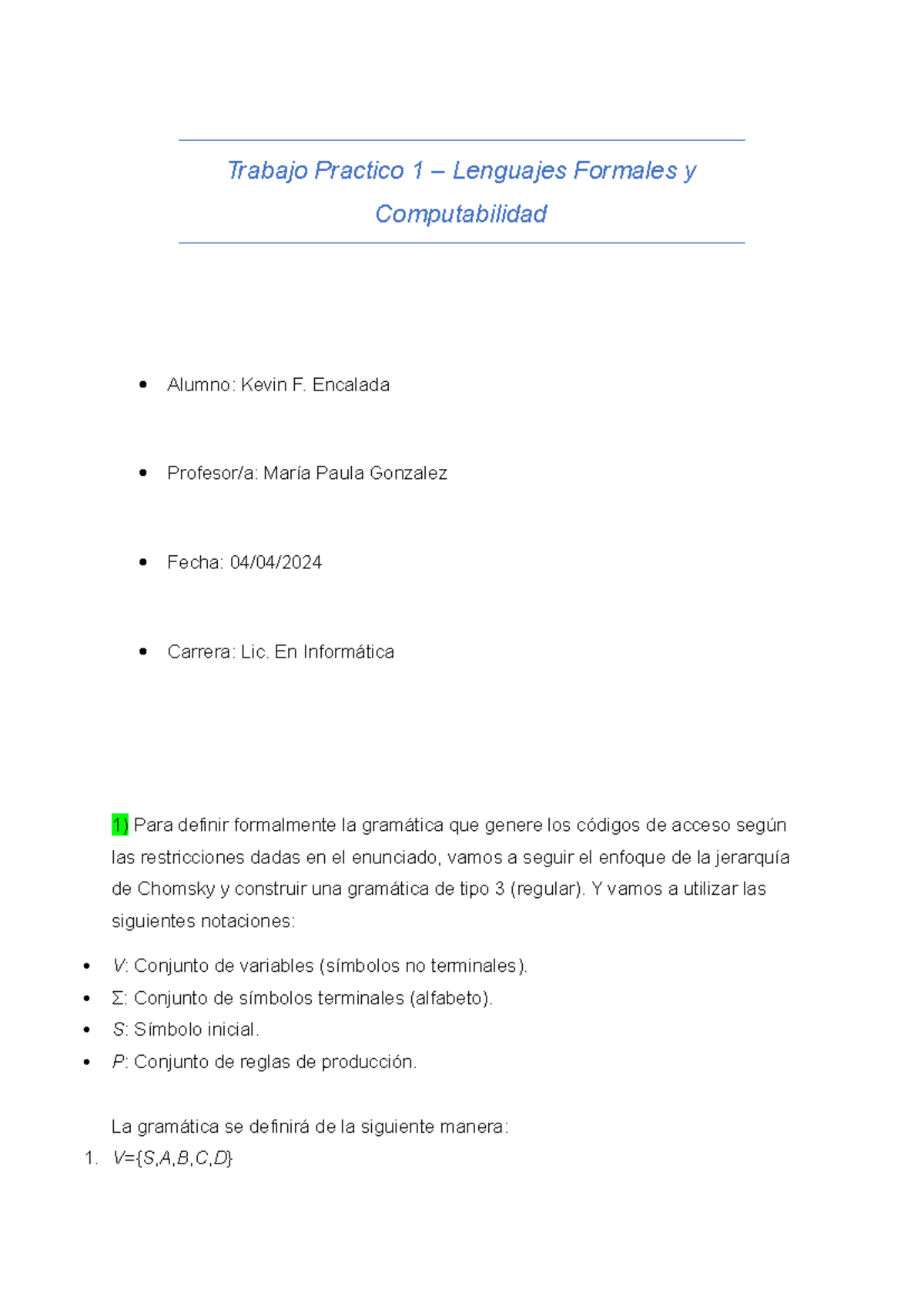TP1 Lenguajes Formales - Trabajo Practico 1 – Lenguajes Formales y ...