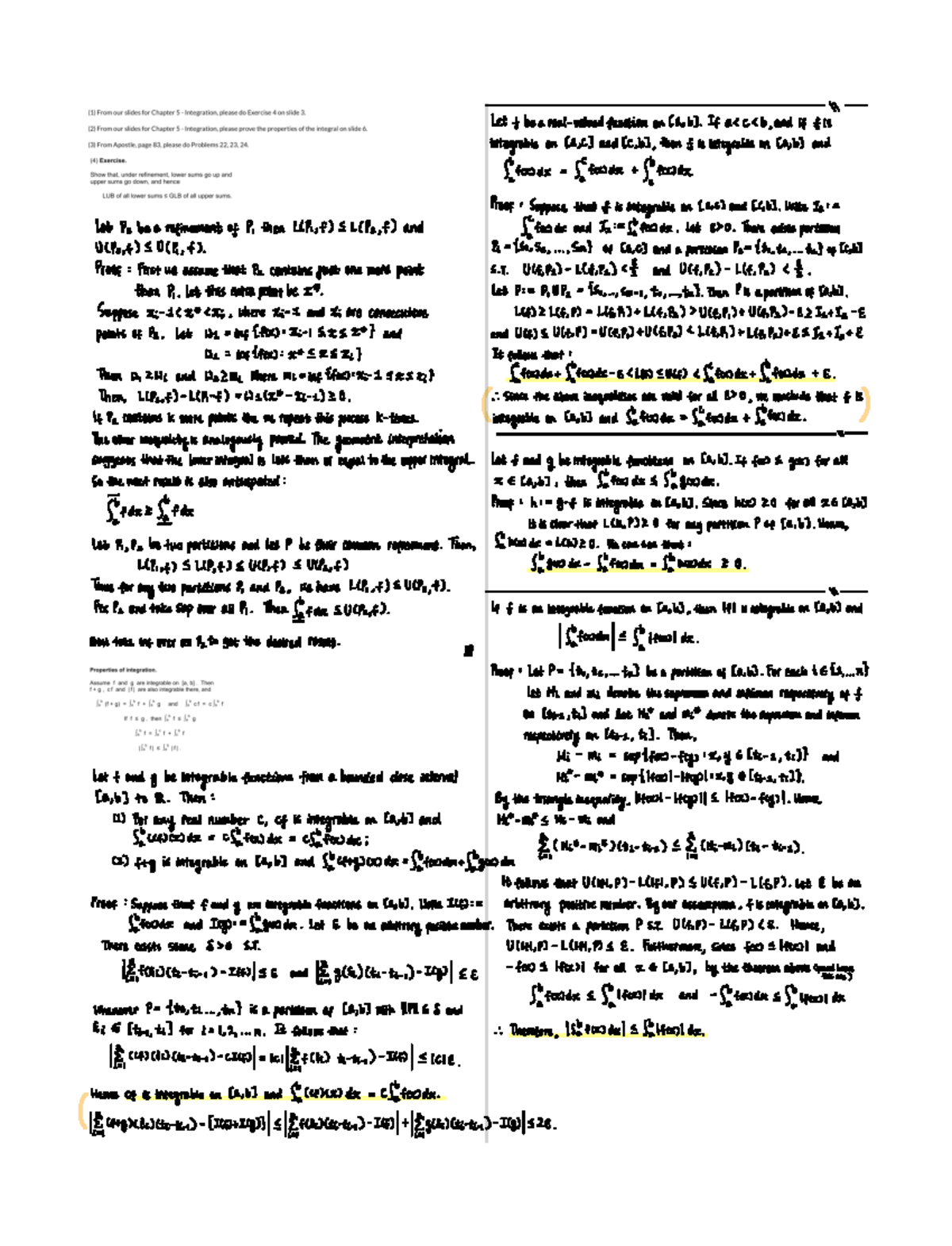 MATH 1610 HW 5 - Herman Gluck - integrable on CaCJandCcb then fis ...