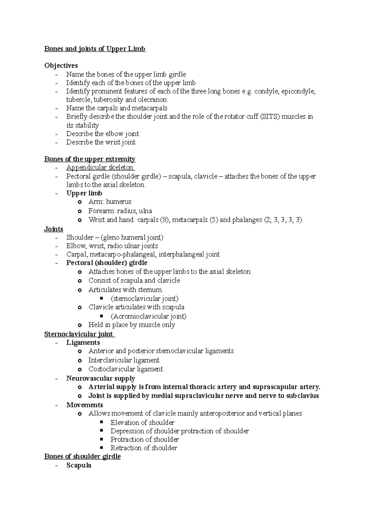 anatomy-bones-and-joints-of-upper-limb-objectives-name-the