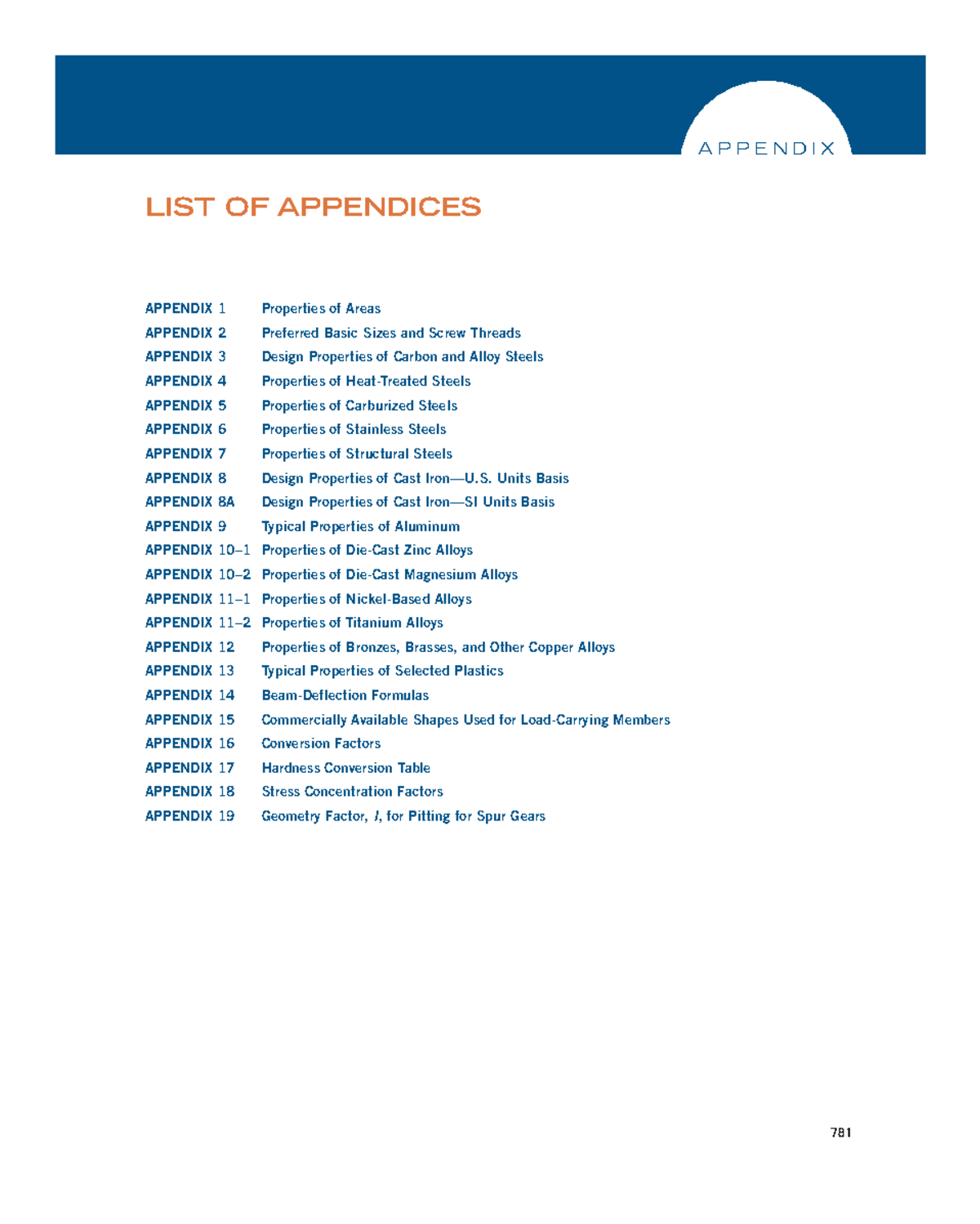 MECH2100 - Robert Mott - Appendices - APPENDIX LIST OF APPENDICES APPENDIX 1 Properties of Areas ...