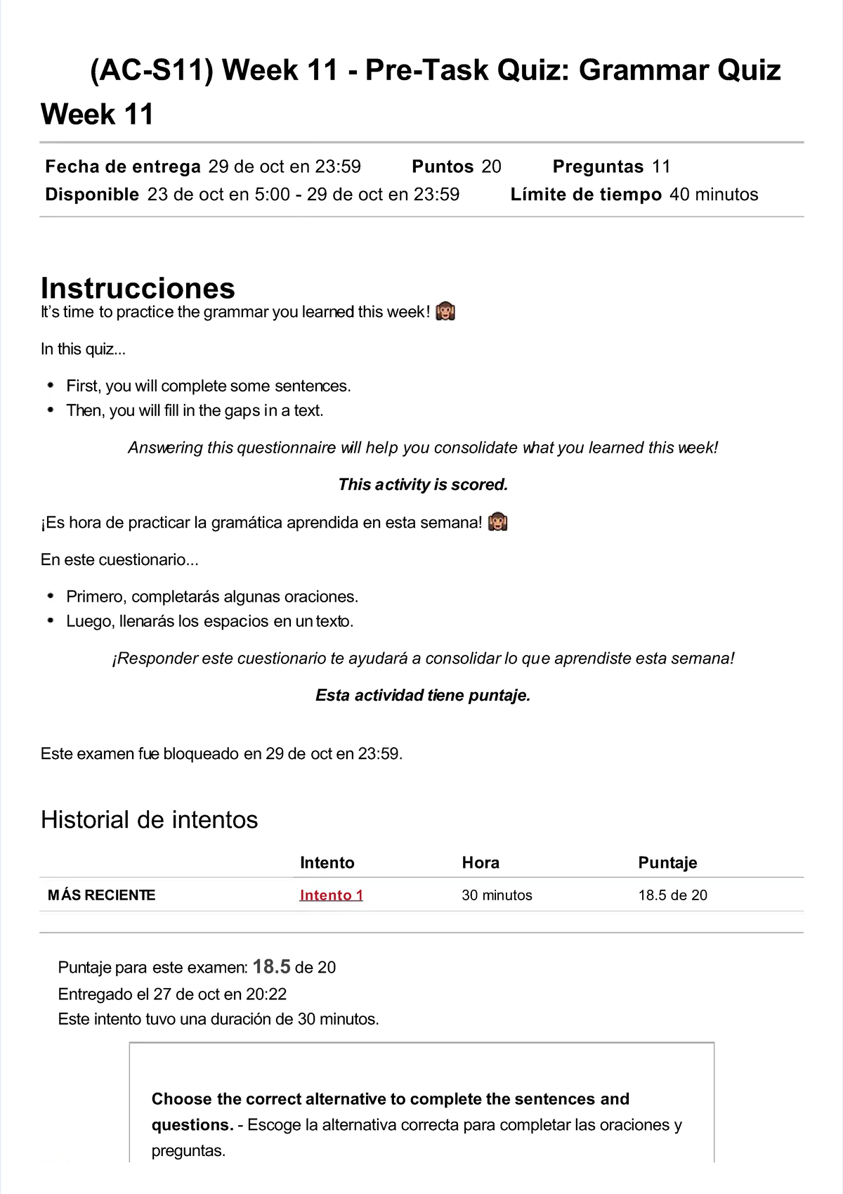 week-11-ingles-III - (AC-S11) Week 11 - Pre-Task Quiz: Grammar Quiz(AC-S11) Week 11 - Pre-Task ...