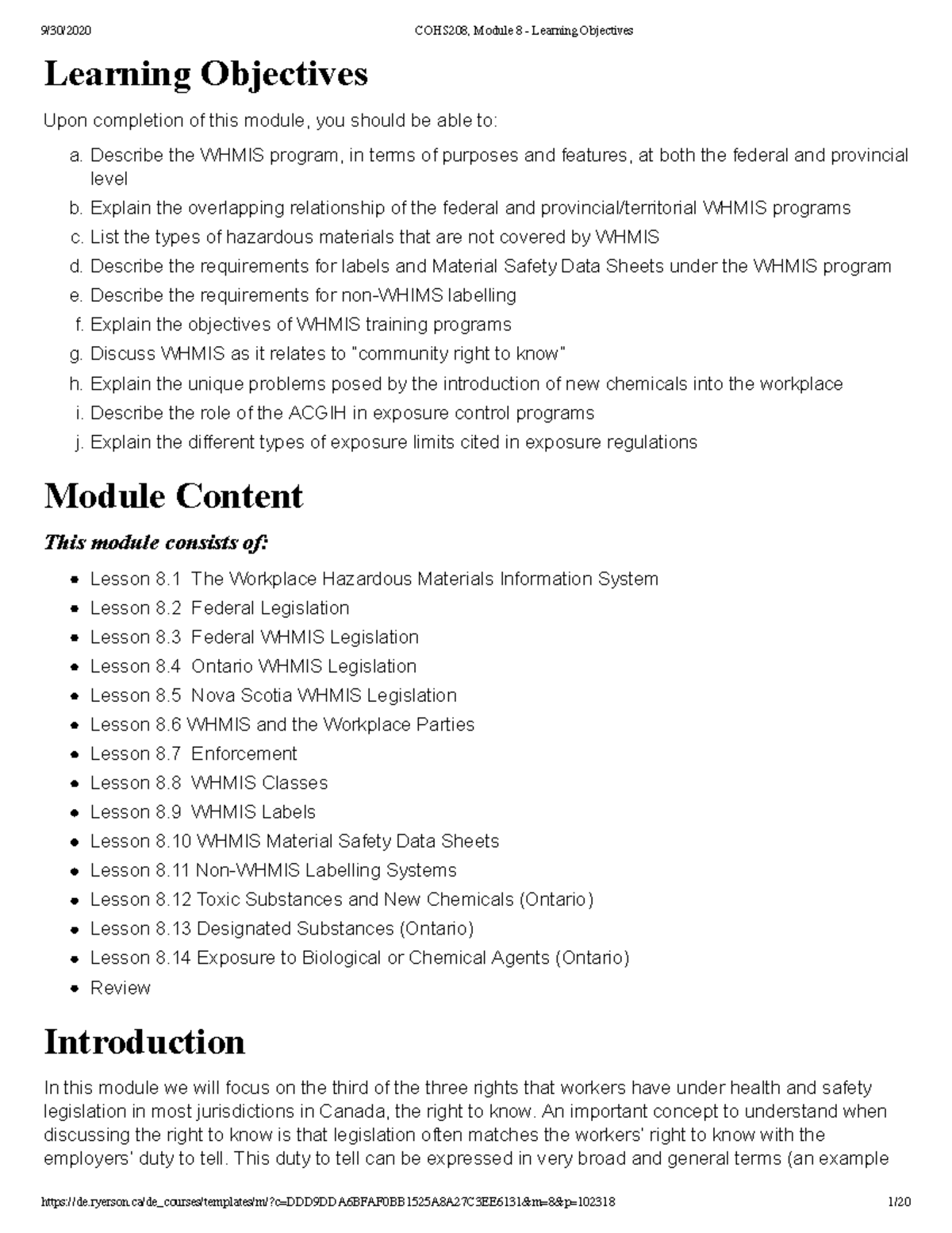 COHS208, Module 8 - Learning Objectives - Learning Objectives Upon ...