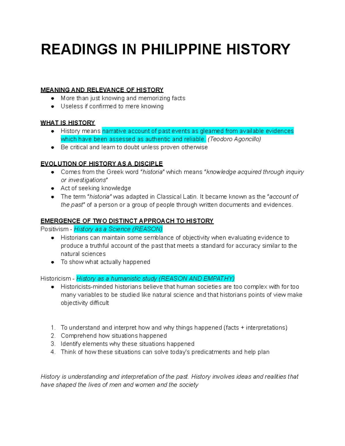 Readings IN Philippine History ( Notes #1) - READINGS IN PHILIPPINE ...