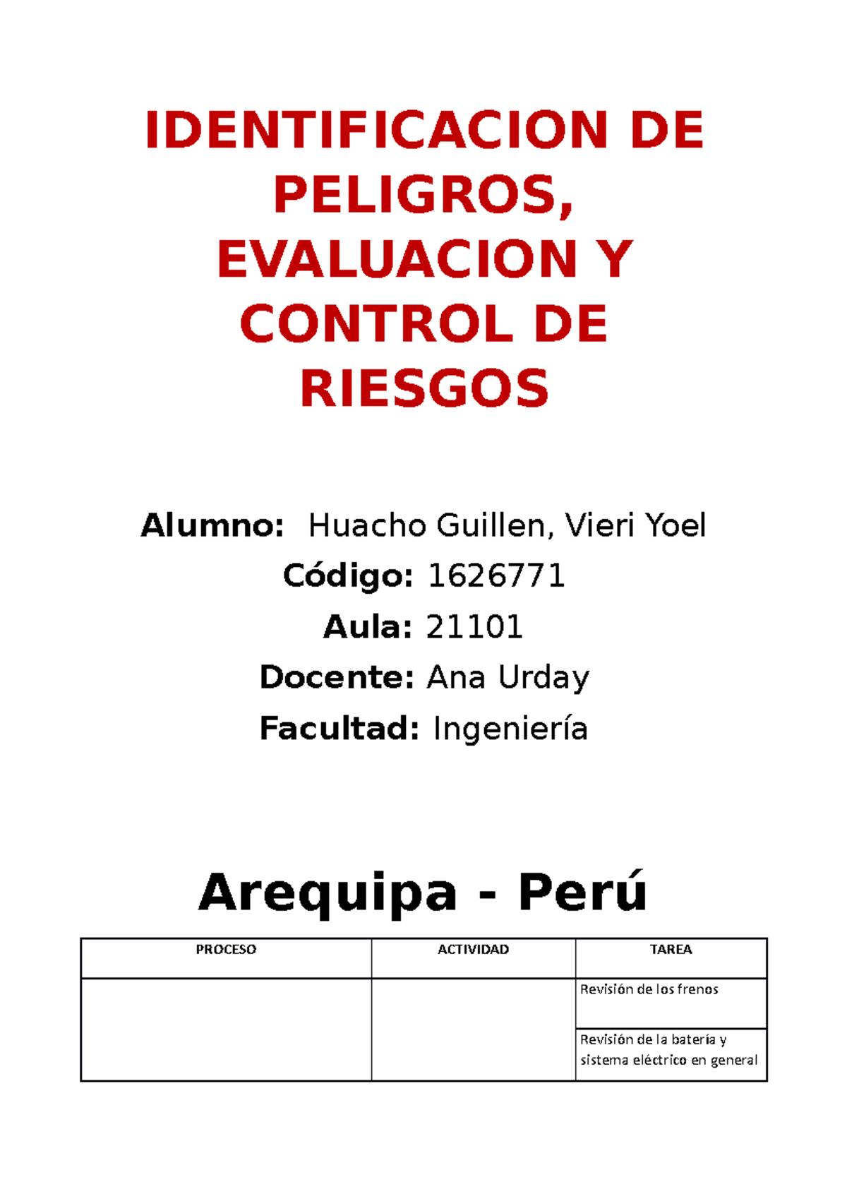 Mapa de procesos- Semana 4 - IDENTIFICACION DE PELIGROS, EVALUACION Y ...