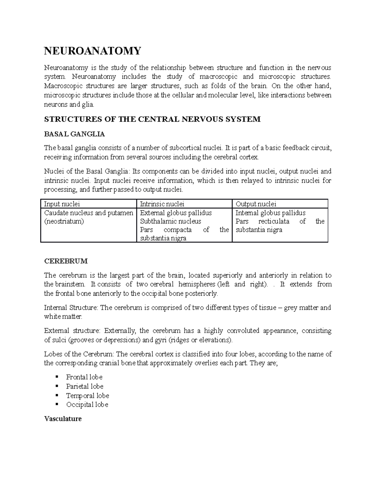 Neuroanatomy - NEUROANATOMY Neuroanatomy is the study of the ...