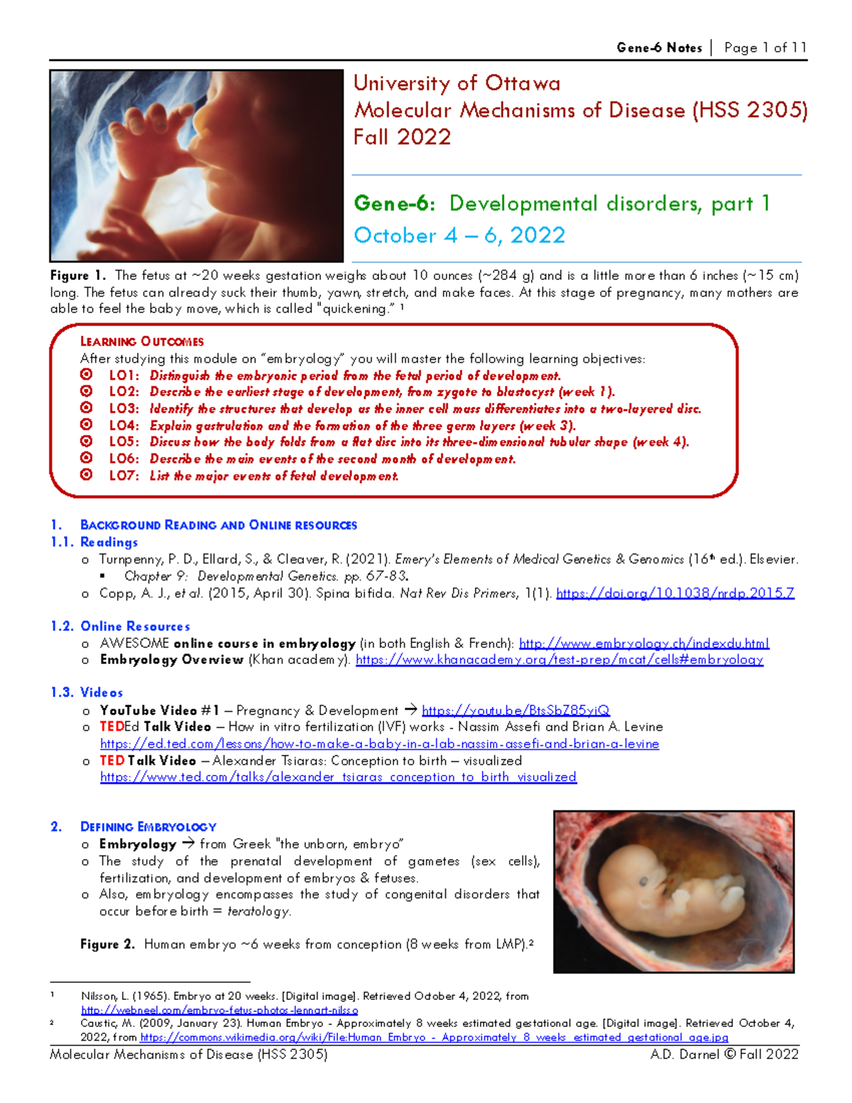 Gene-6 (HSS 2305) F2022 - University of Ottawa Molecular Mechanisms of ...