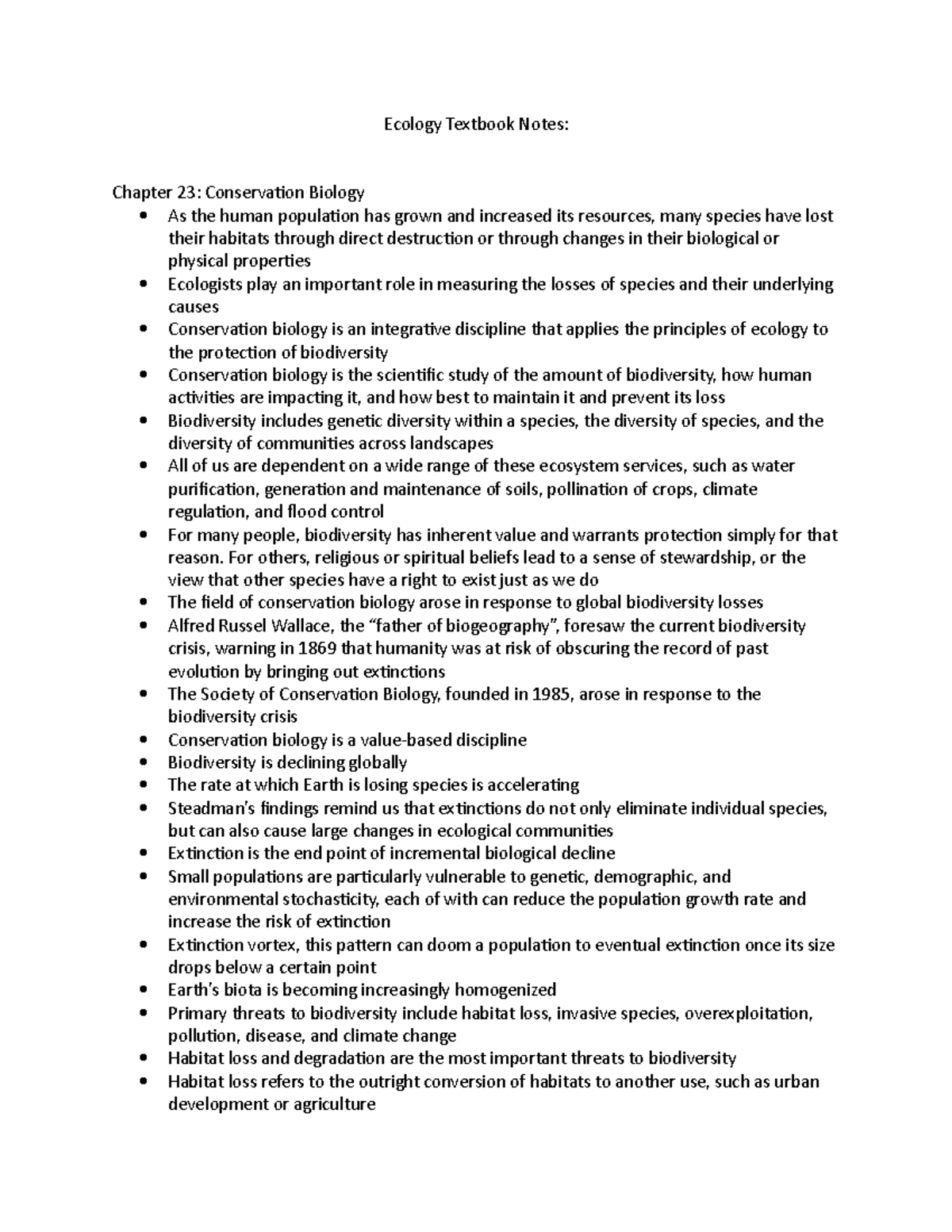 Ecology Textbook Notes - Ecology Textbook Notes: Chapter 23 ...