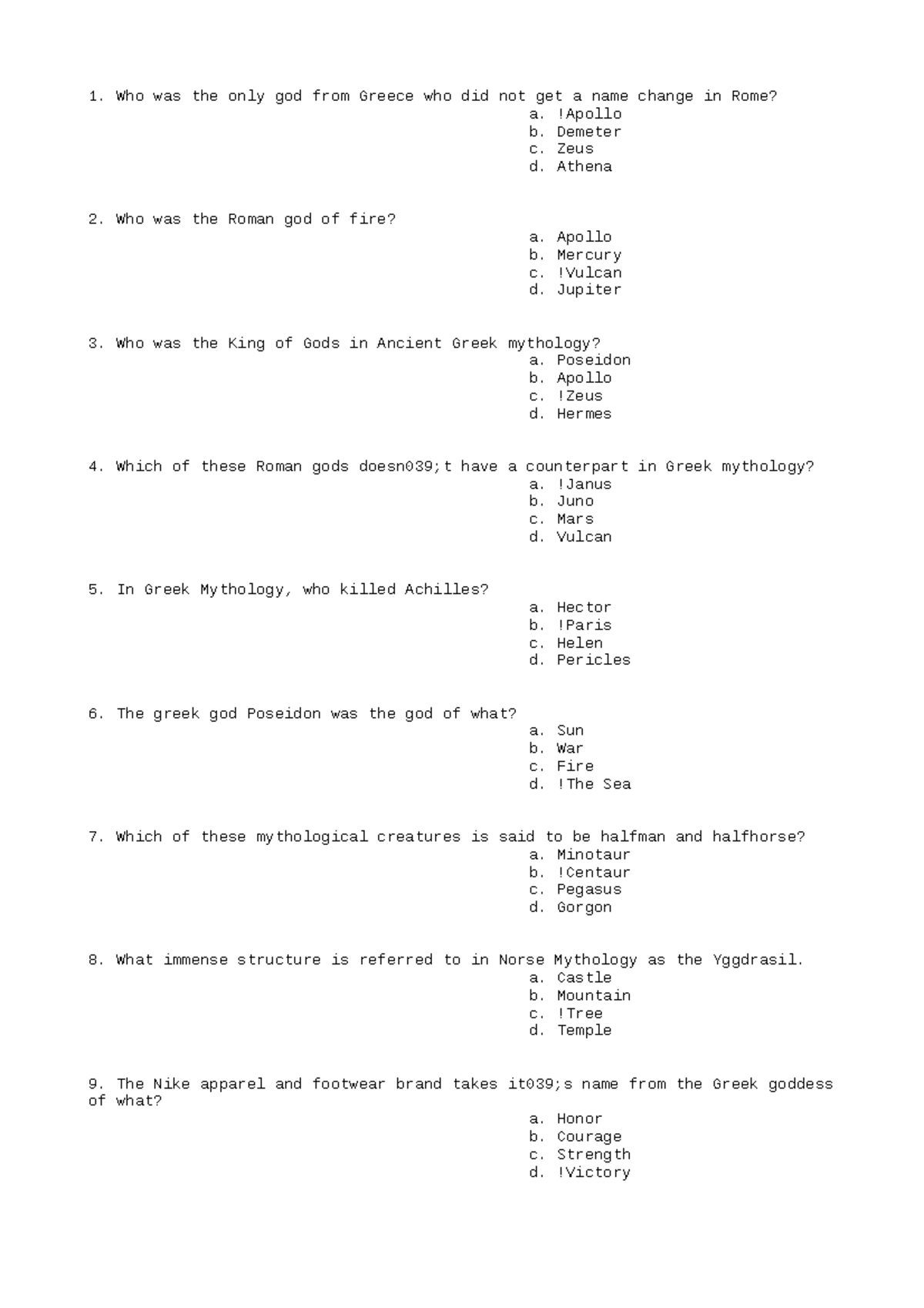 BMED166 Homework Help 1 - Who was the only god from Greece who did not ...