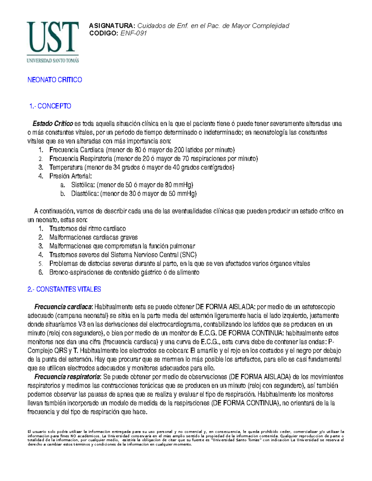 Neonato critico - ASIGNATURA: Cuidados de Enf. en el Pac. de Mayor ...