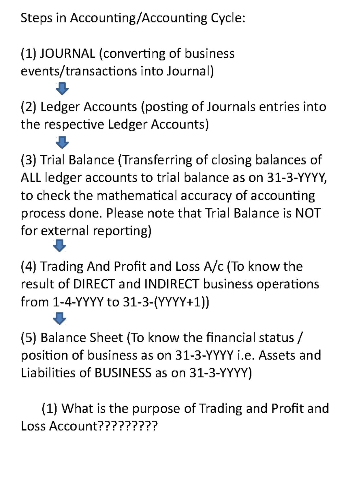 Accountancy in mgmt - Steps in Accounting/Accounting Cycle: (1) JOURNAL ...
