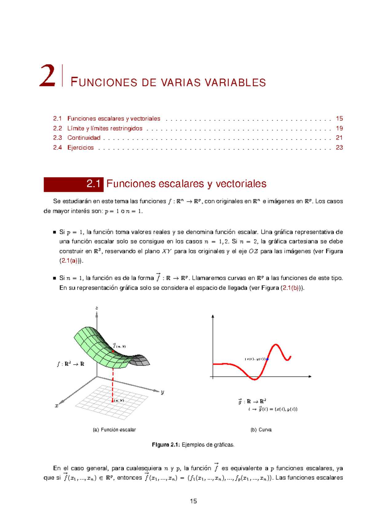 Tema2 - calculo - 2 FUNCIONES DE VARIAS VARIABLES 2 Funciones escalares y - Studocu